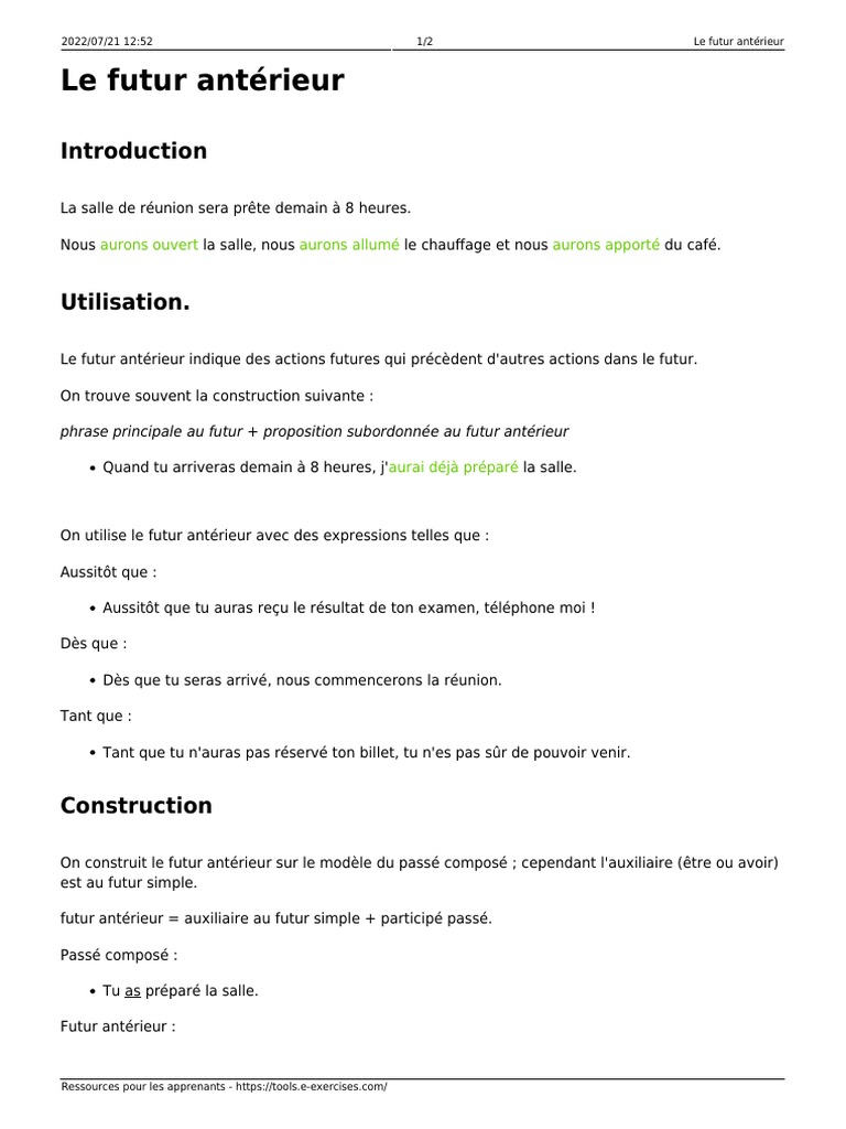 Le Futur Anterieur | PDF