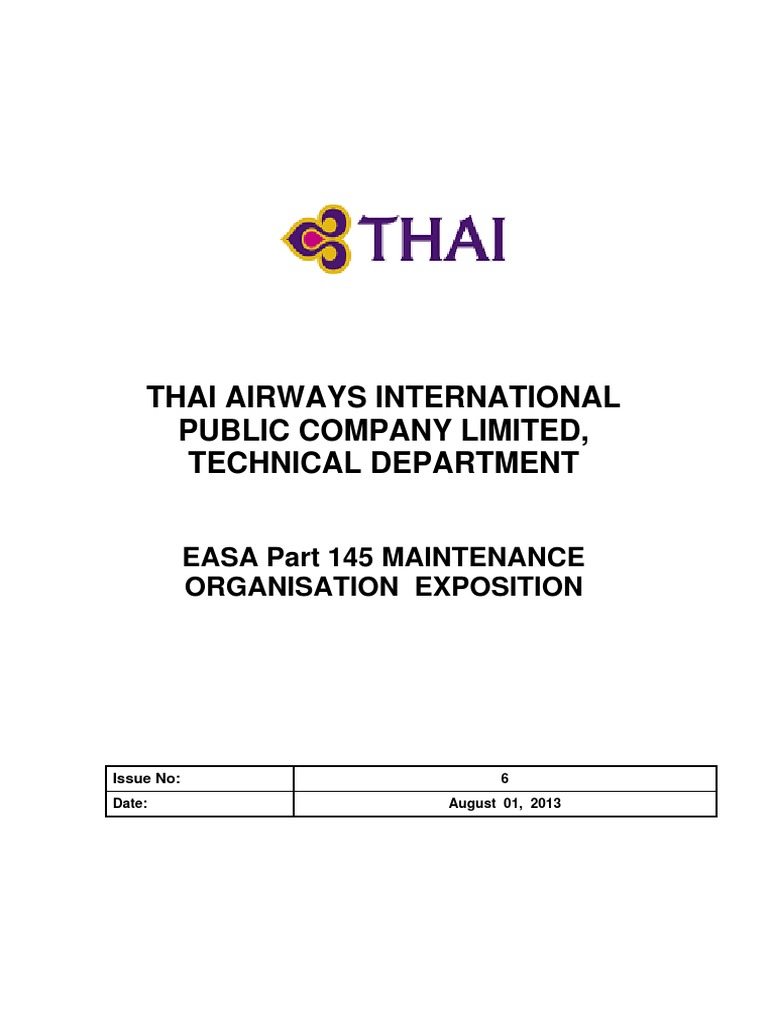 Thai Airways EASA Part 145 Exposition | PDF | Reliability Engineering ...