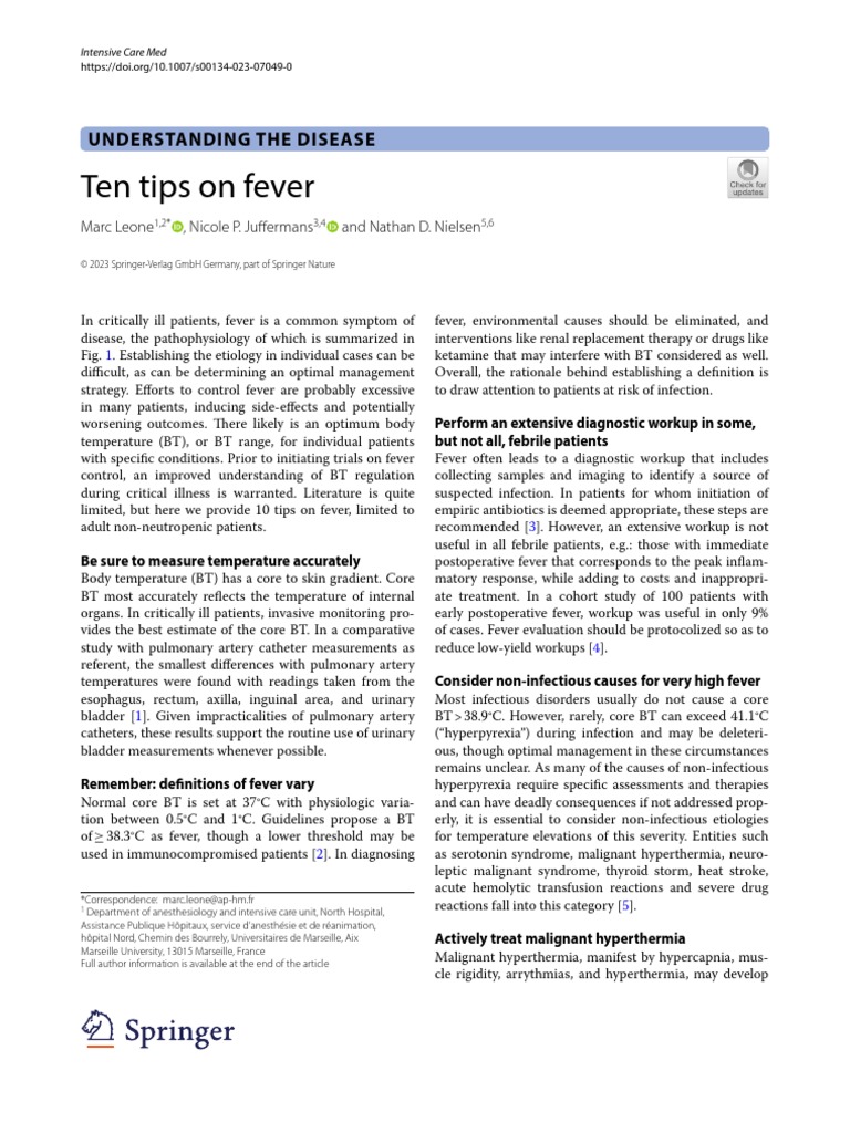 Ten Tips On Fever | PDF | Fever | Sepsis