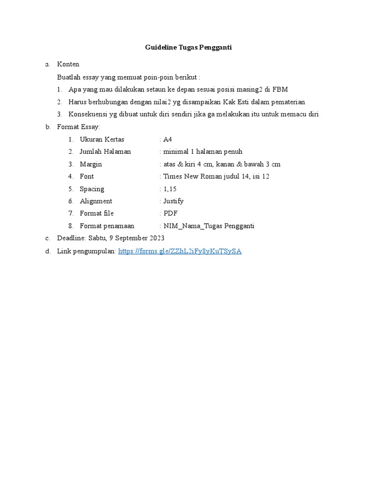 Guideline Tugas Pengganti | PDF