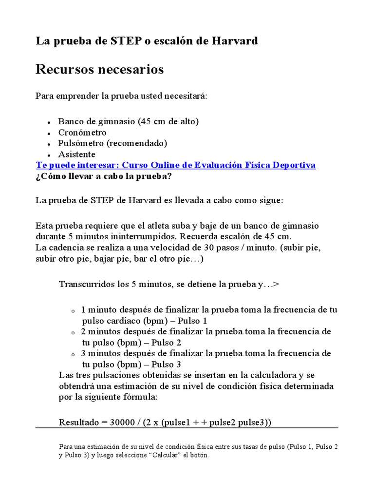 Prueba Step Harvard | PDF