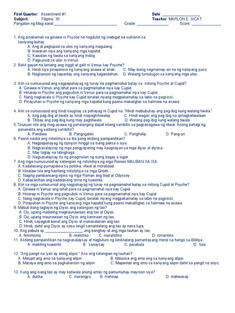 Fil10 Assesment | PDF