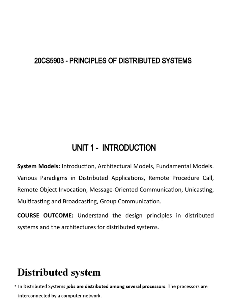 PDS Unit 1 | Download Free PDF | Distributed Computing | Computer Network