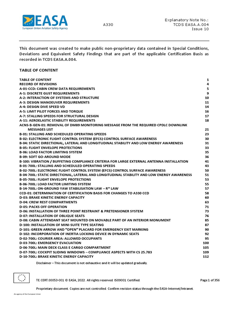 Annex To A330 Easa Tcds A.004 - Issue 10 | PDF | Flight Control ...