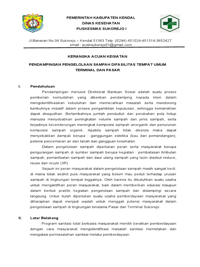 Kak Pendampingan Pengelolaan Sampah | PDF