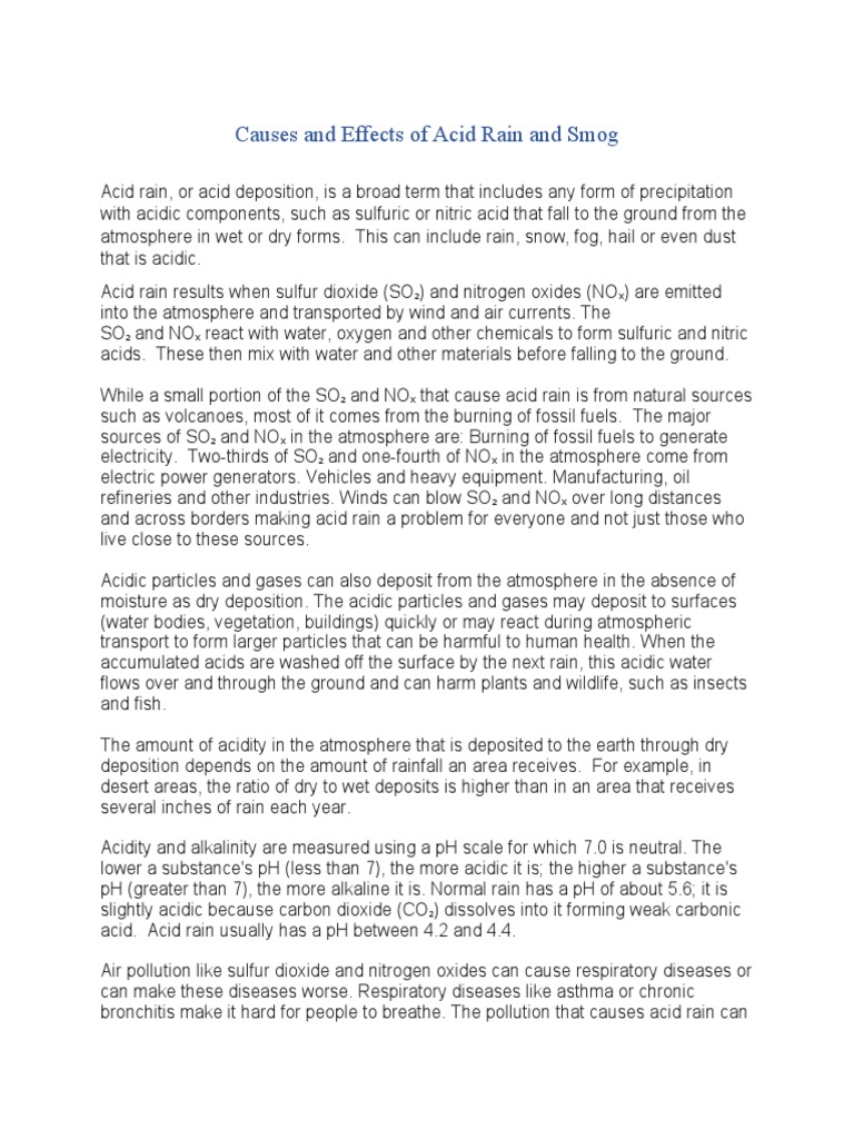 Causes and Effects of Acid Rain and Smog | PDF