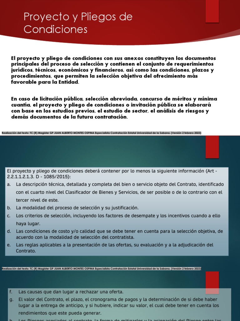 Elaboración de Los Pliegos de Condiciones 2023 | PDF