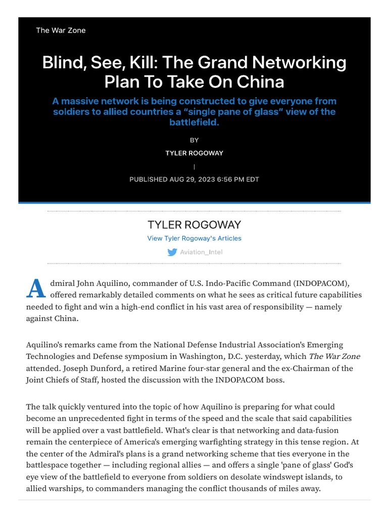 Blind, See, Kill - The Grand Networking Plan To Take On China | PDF ...