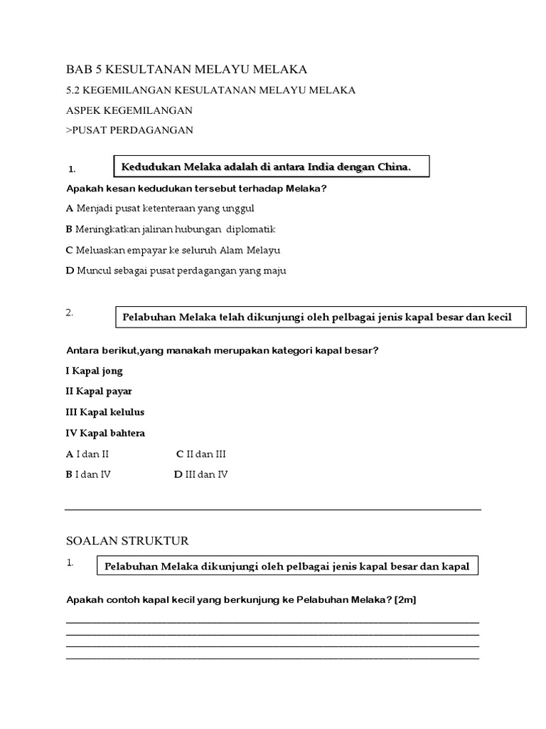 Bab 5 Kesultanan Melayu Melaka | PDF