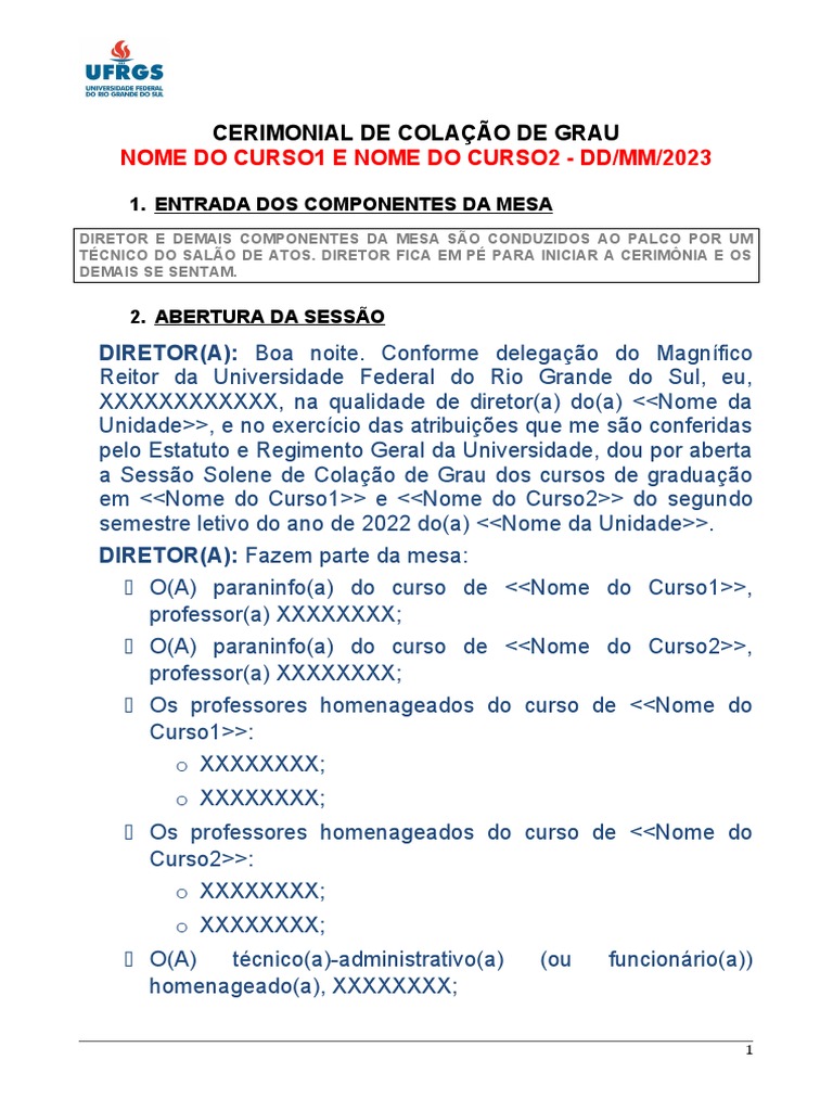 02 Modelo Cerimonial Colação De Grau 2022 2 Dois Cursos Download