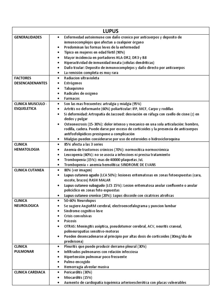 Lupus Resumen | PDF | Inmunología | Medicina CLINICA