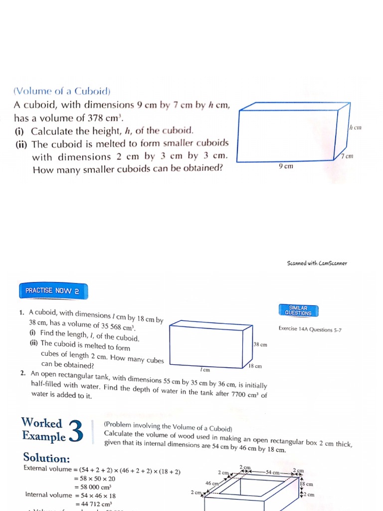 V and SA of Cubes and Cuboids | PDF