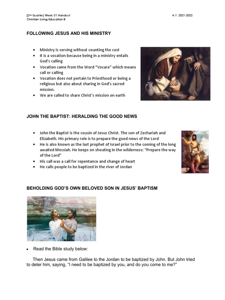 (2Q) Week 01 - Following Jesus and His Ministry | PDF | Baptism | Jesus