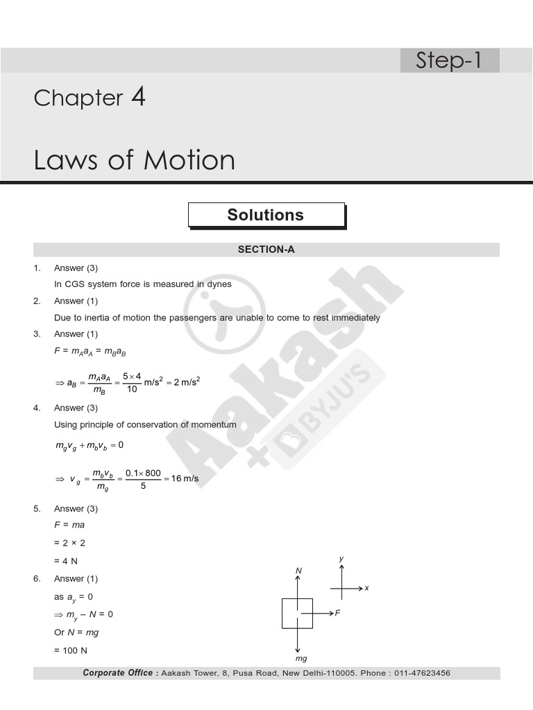 Laws of Motion: Solutions and Assignments | PDF | Force | Applied And Interdisciplinary Physics