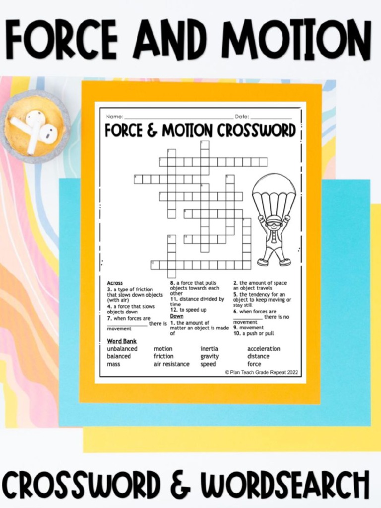 ForceandMotionCrosswordWordsearchNCEssentialScienceStandards5P1 1 | PDF