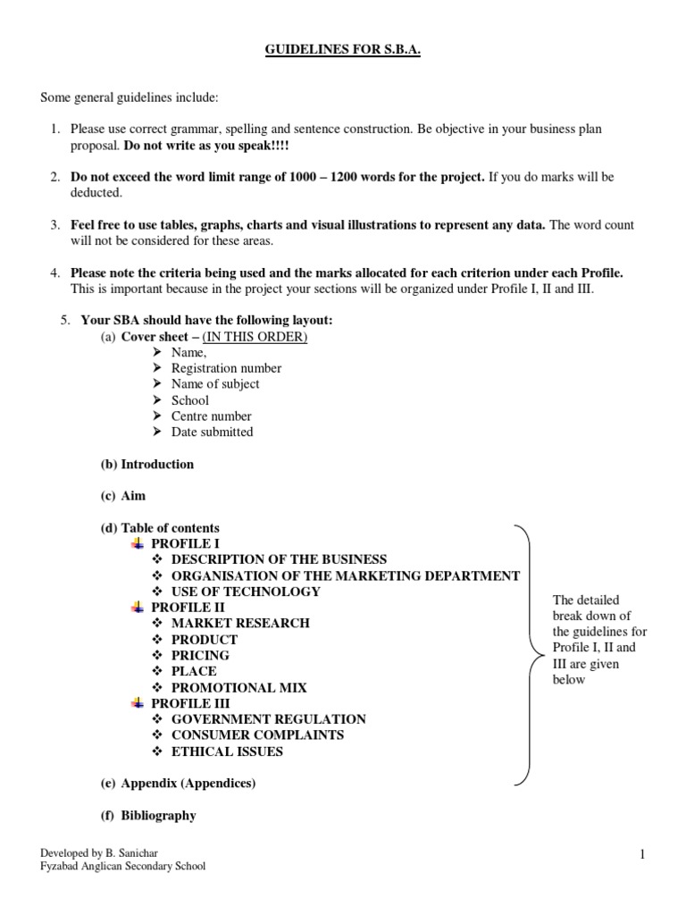 Guidelines For POB SBA | Download Free PDF | Pricing | Competition