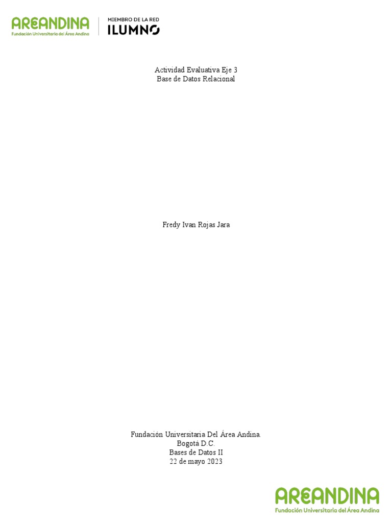 Actividad Evaluativa Eje 3 - Base de Datos Relacional | PDF | Bases de ... Actividad Evaluativa Eje 3 - Base de Datos Relacional | PDF | Bases de ...