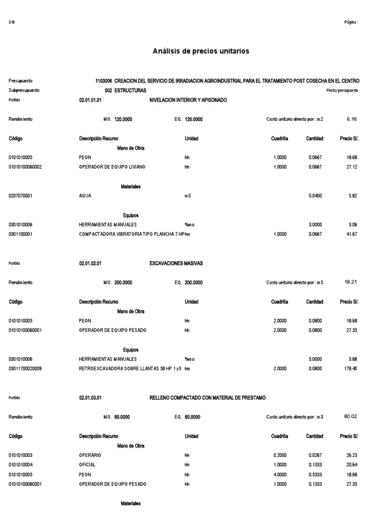 Análisis de Precios Unitarios: Página | PDF | Hormigón | Arquitectura