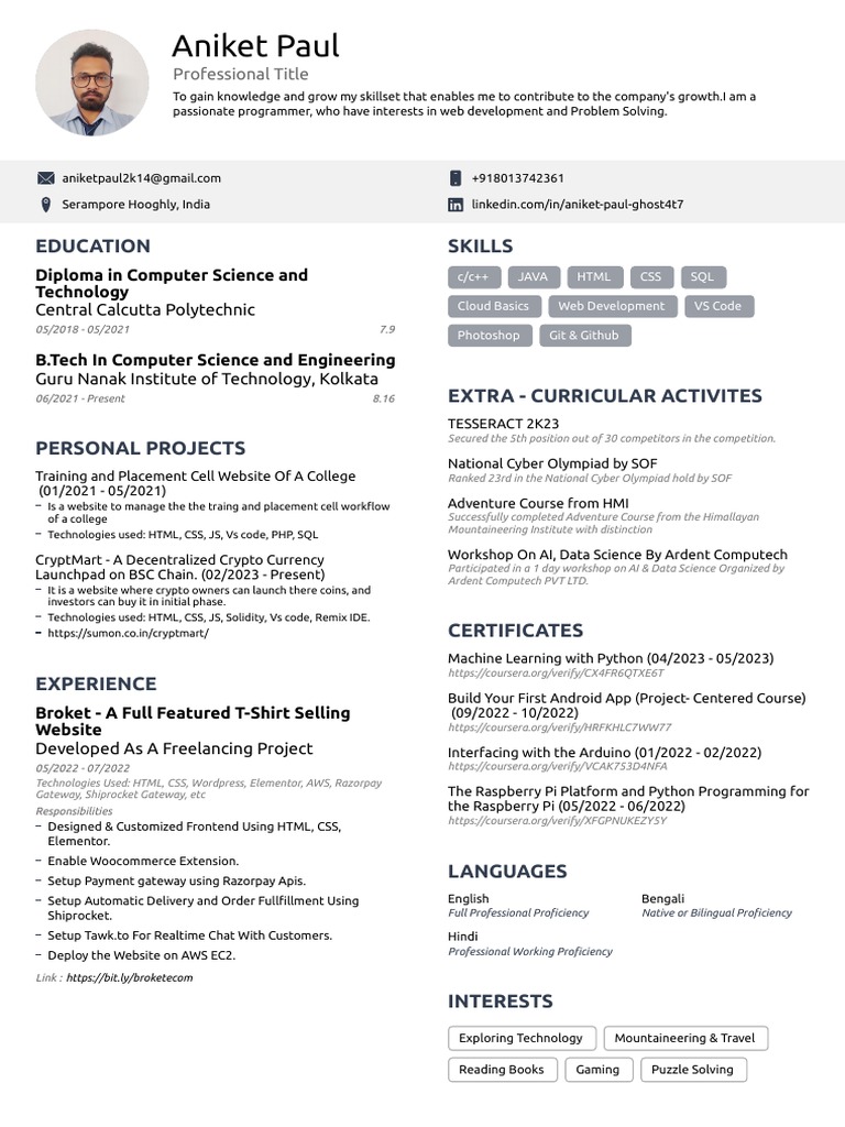 Aniket's Resume | PDF | Computing | Software Engineering