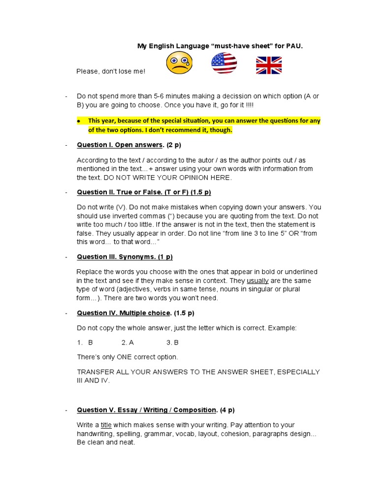 CHEAT SHEET FOR PAU With ANSWERS | PDF | Word | Question