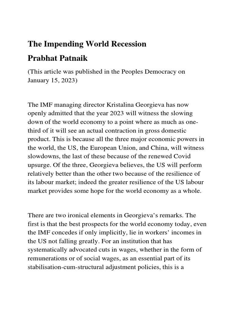 Global Recession Predictions for 2023 | PDF | Inflation | Recession