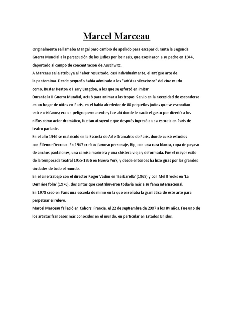 Marcel Marceau | PDF | Clásicos