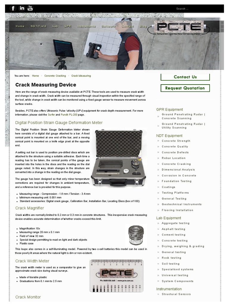 Crack Measuring Device - Concrete Crack Meter - PCTE | PDF | Concrete ...