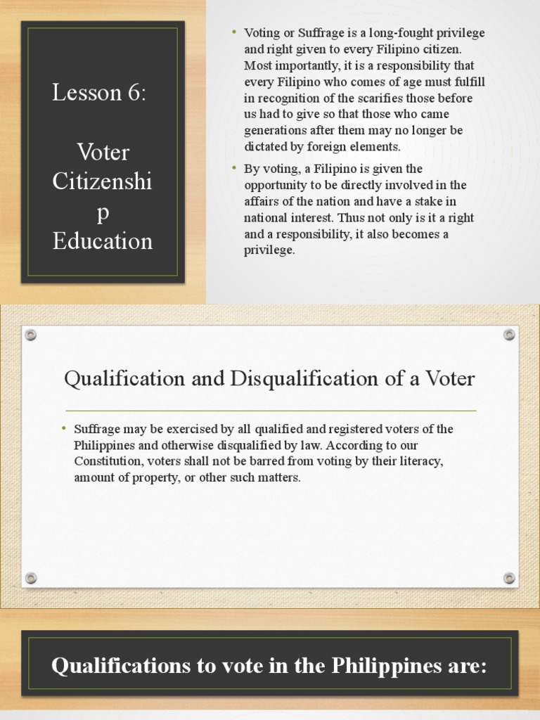 Voter Qualifications and Responsibilities in the Philippines | PDF ...