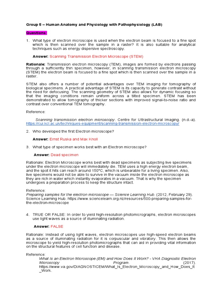 Group 5 Human AnaPhy With Pathophysiology Questions | PDF | Electron ...