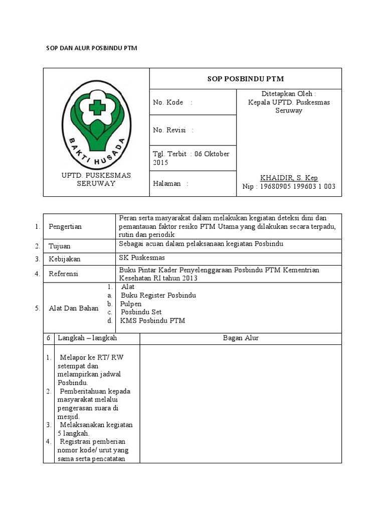 Sop Dan Alur Posbindu PTM Fix | PDF