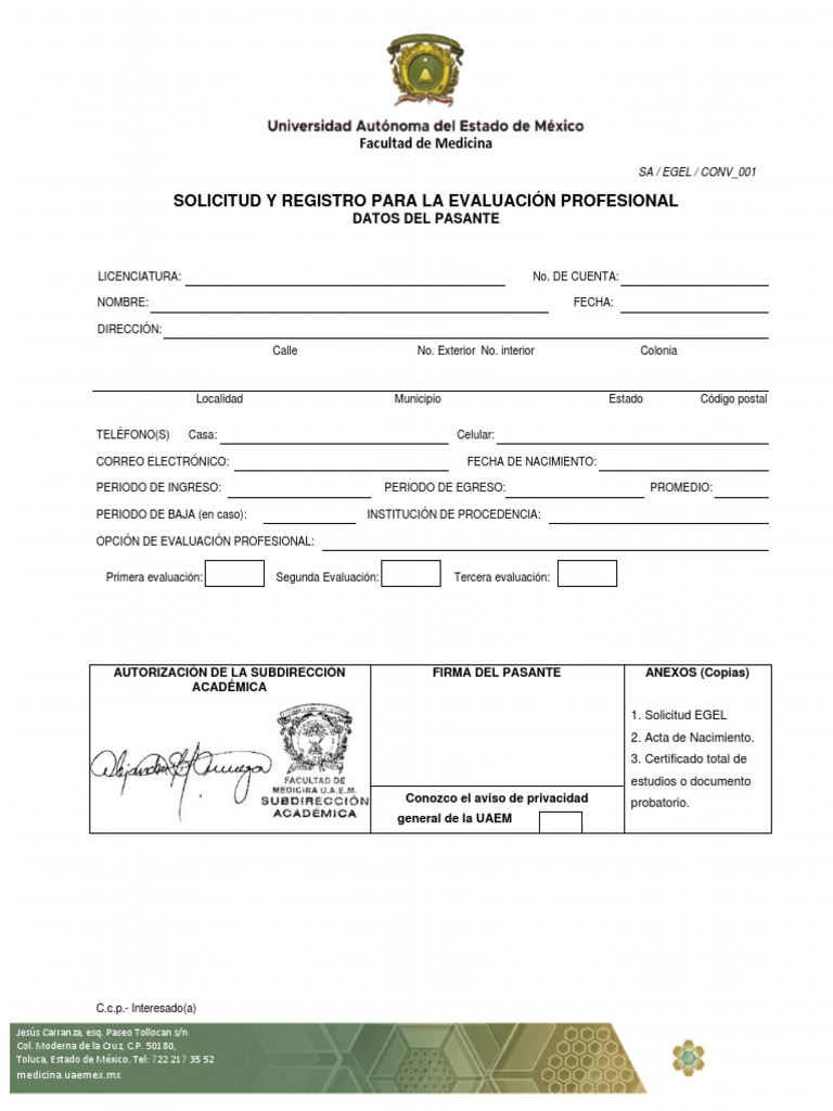 Solicitud y Registro de Evaluacion Profesional 2 | PDF