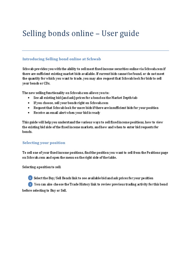 Selling Bonds User Guide 0716-2635 | PDF | Bonds (Finance) | Fixed Income