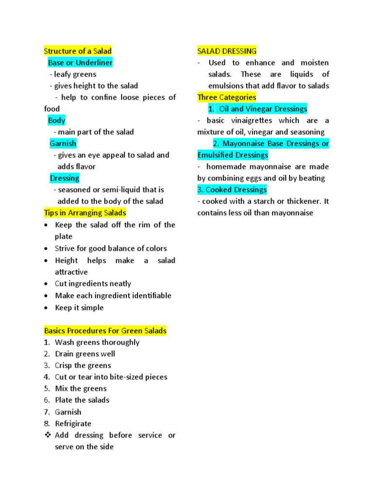 Structure of A Salad | PDF