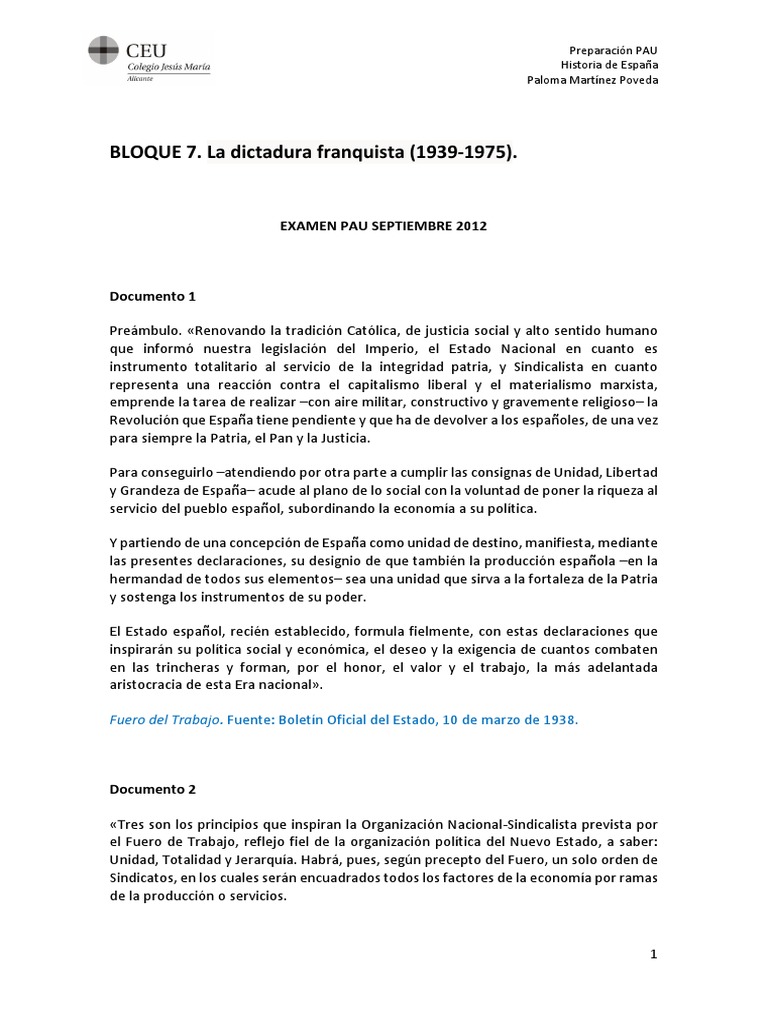 Bloque 7 | PDF | España franquista | Francisco franco