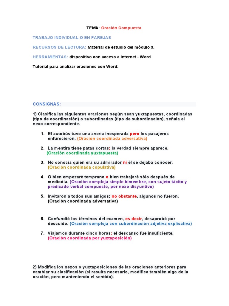 Gramática Módulo 3 (1) | PDF | Oración (Lingüística) | Vocabulario