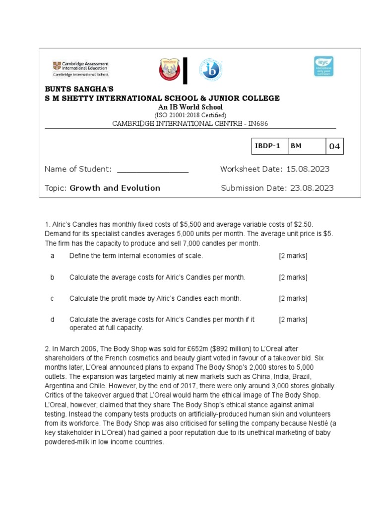 BM Worksheet 3 | PDF | Economics | Business Economics