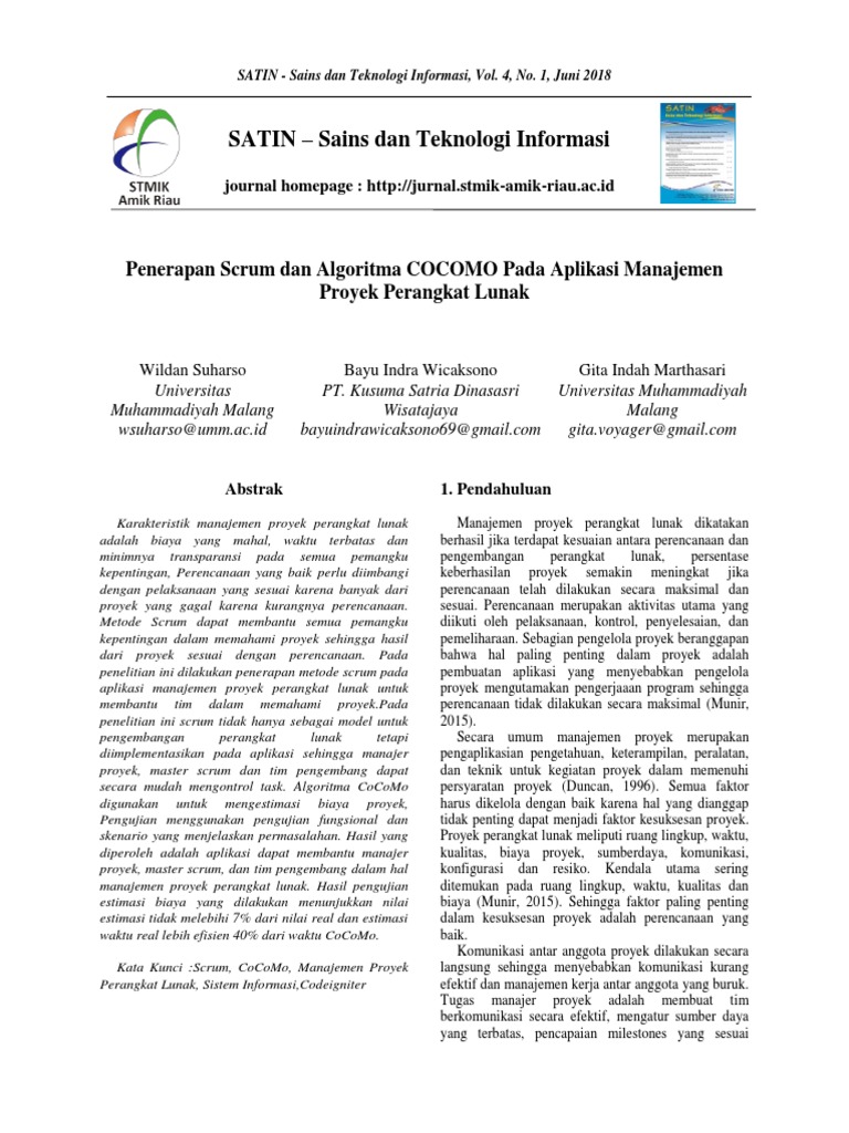 Penerapan Scrum Dan Algoritma Cocomo Pad 4ed6ada8 | PDF | Komputer | Teknologi & Rekayasa
