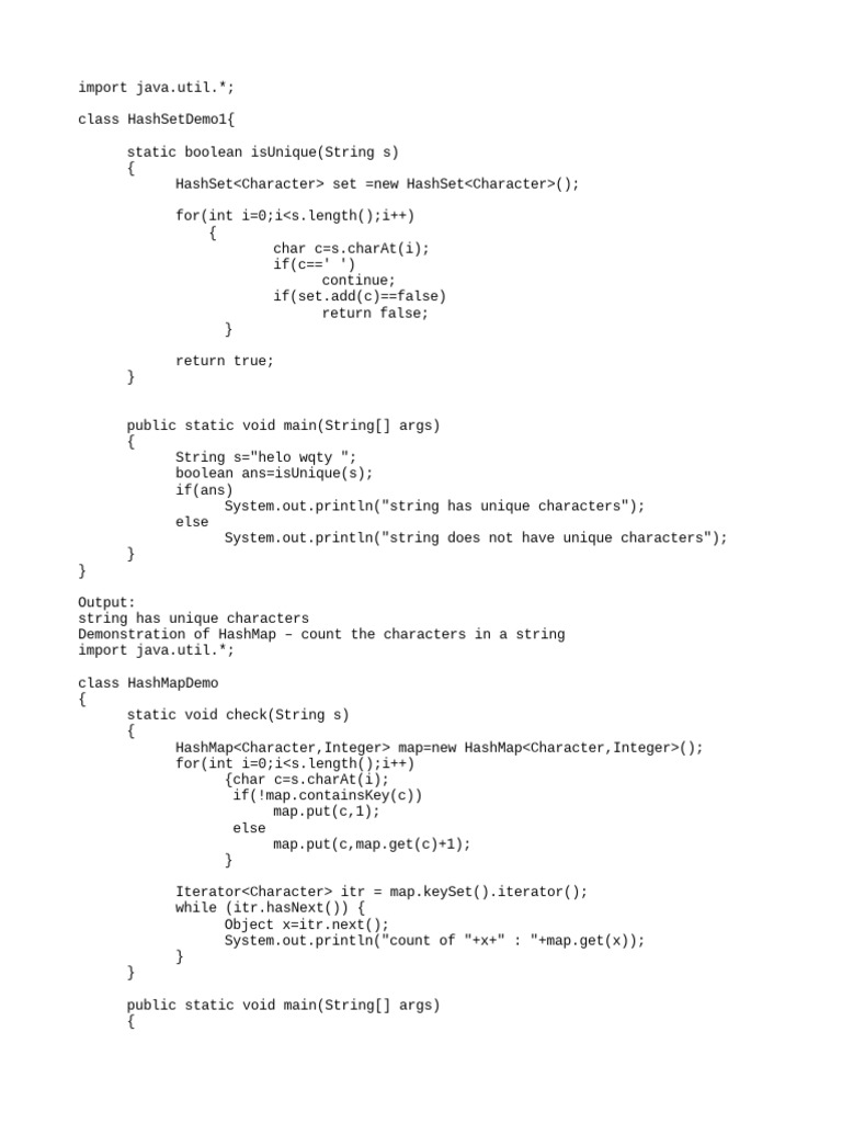 Demonstration Of Hashmap Count The Characters In A String Pdf
