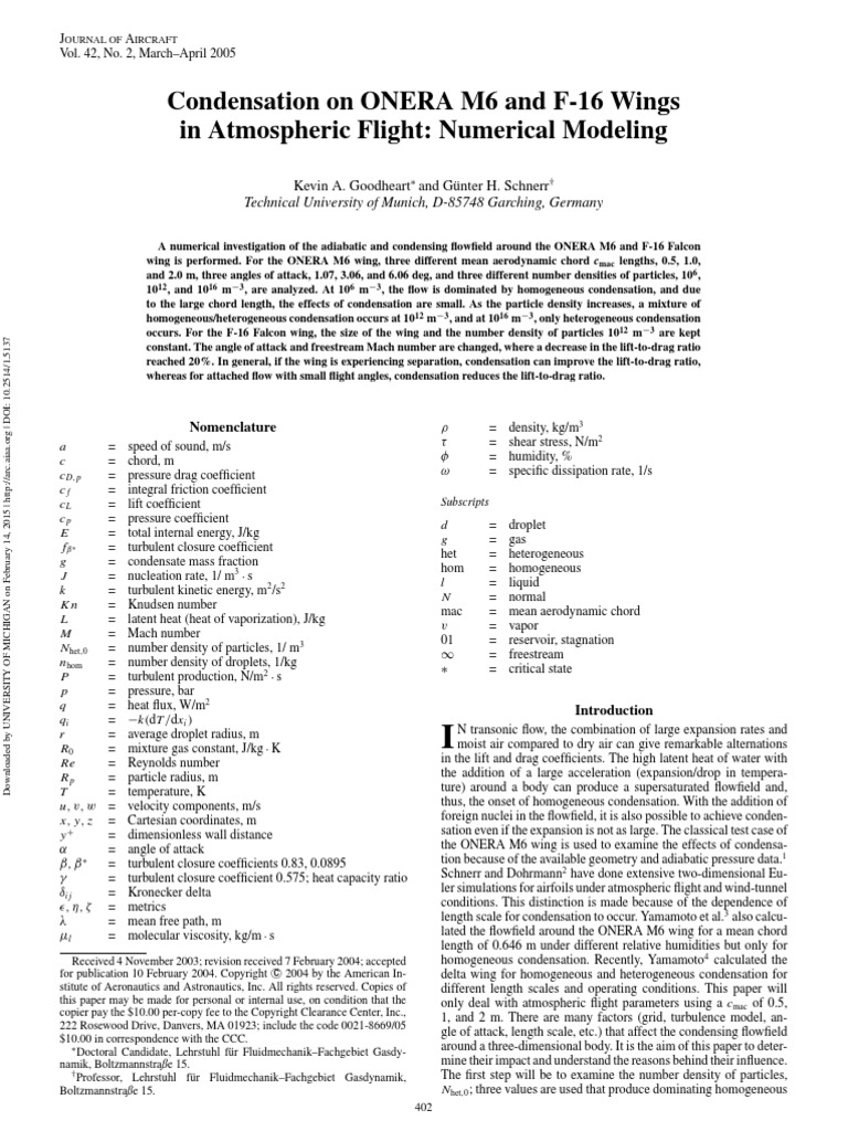 Condensation On ONERA M6 and F-16 Wings | PDF | Gases | Turbulence