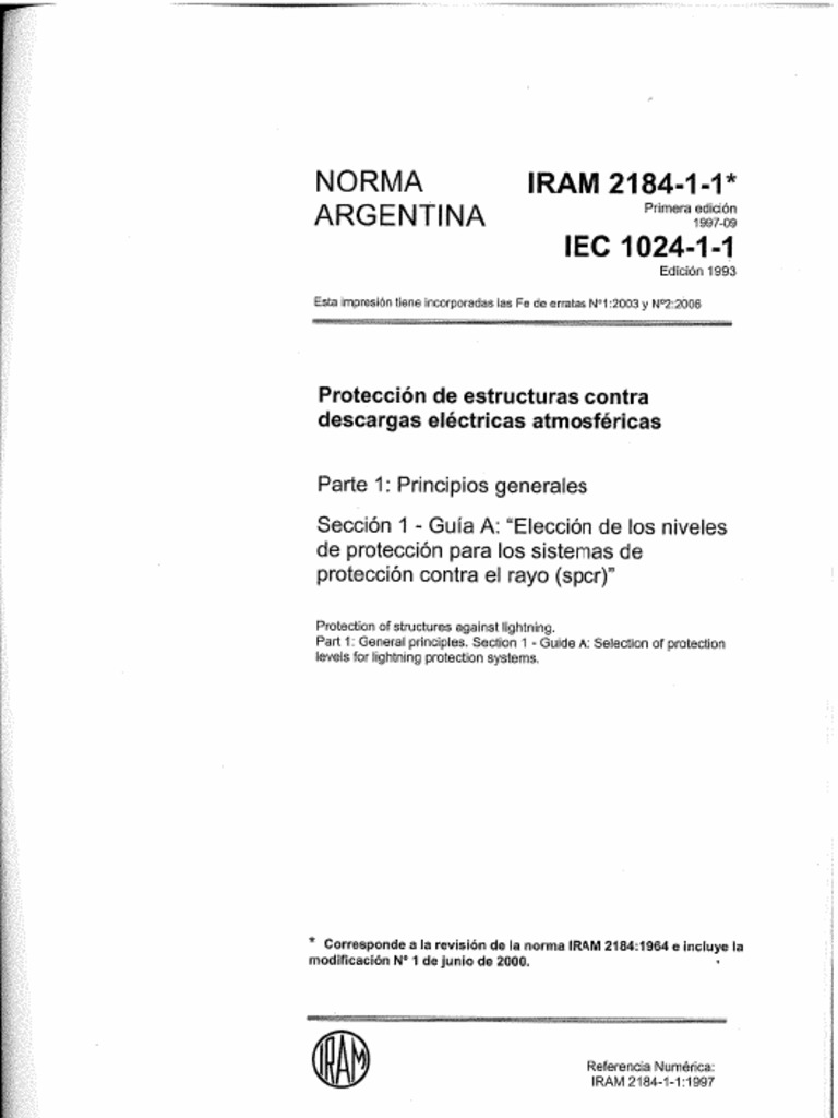 IRAM 2184-1-1 2006 Esquema 1 Protecciones de Estructuras Contra ...
