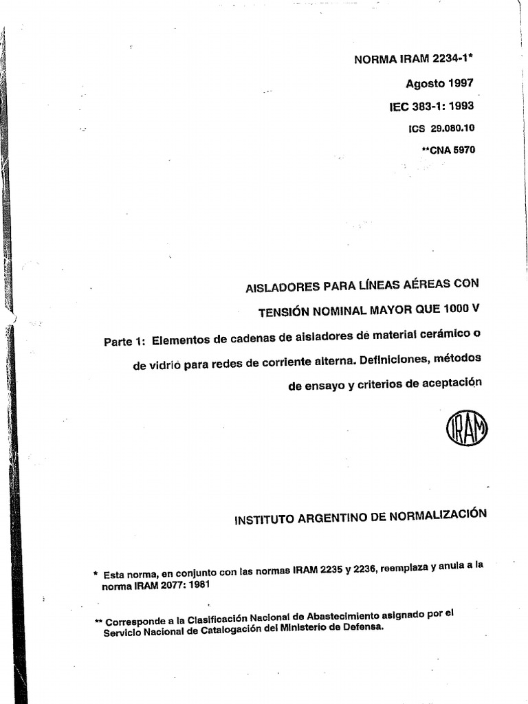 IRAM 2234-1 Aisladores Rotula (Ver IEC 383-1) | PDF
