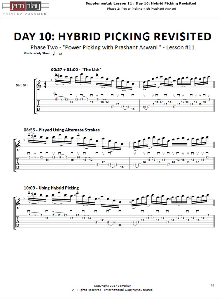 Power Picking With Prashant Aswani Hybrid Picking Lick | PDF
