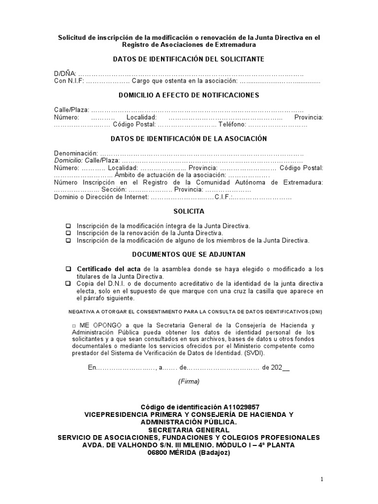 7.2 Solicitud de Inscripcion Junta Directiva | PDF | Derecho