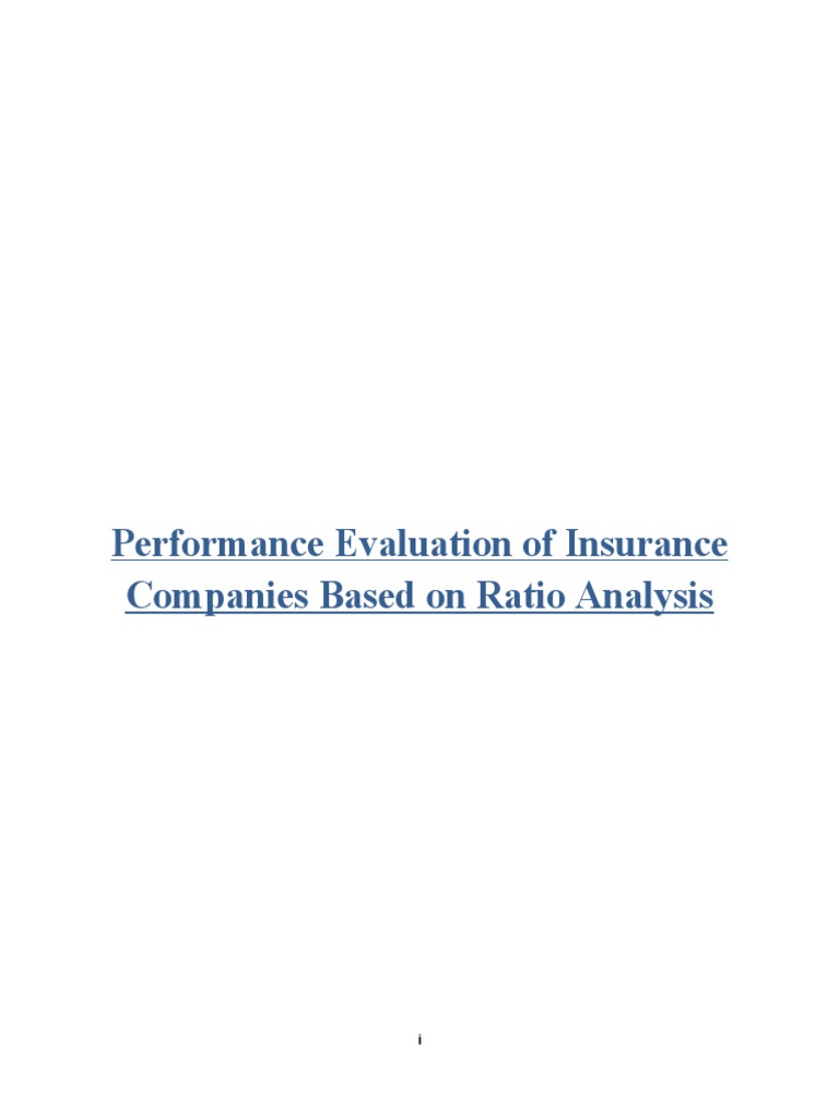 Performance Evaluation of Insurance Companies Based On Ratio Analysis ...