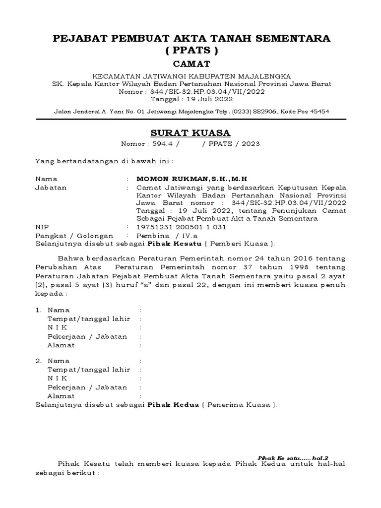 Kuasa Ppat 2023 Blangko | PDF