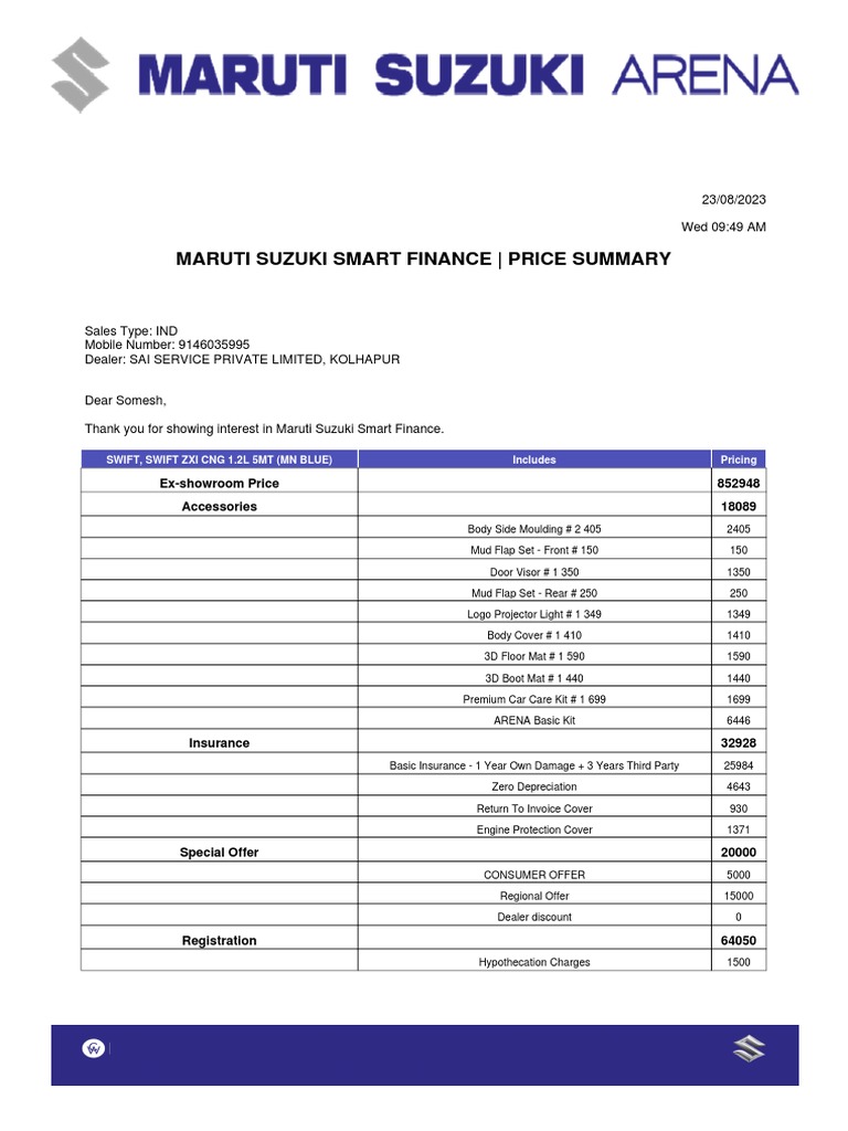 Price Summary | PDF | Vehicles | Car