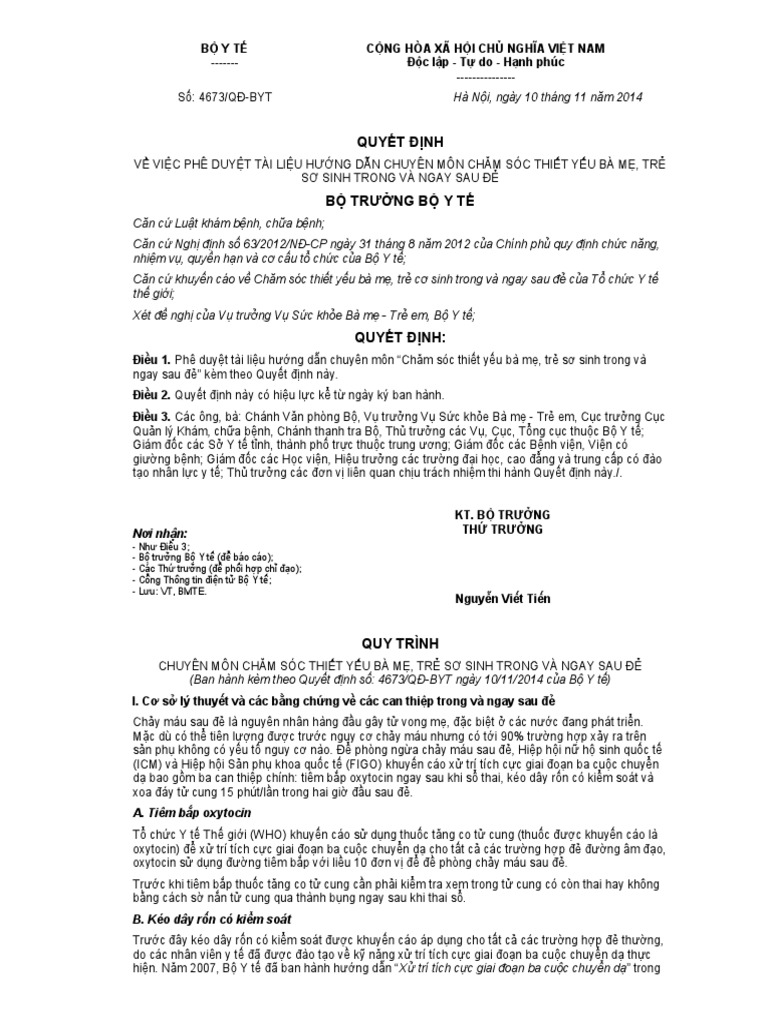 QUYẾT ĐỊNH 4673 - MỔ LẤY THAI | PDF