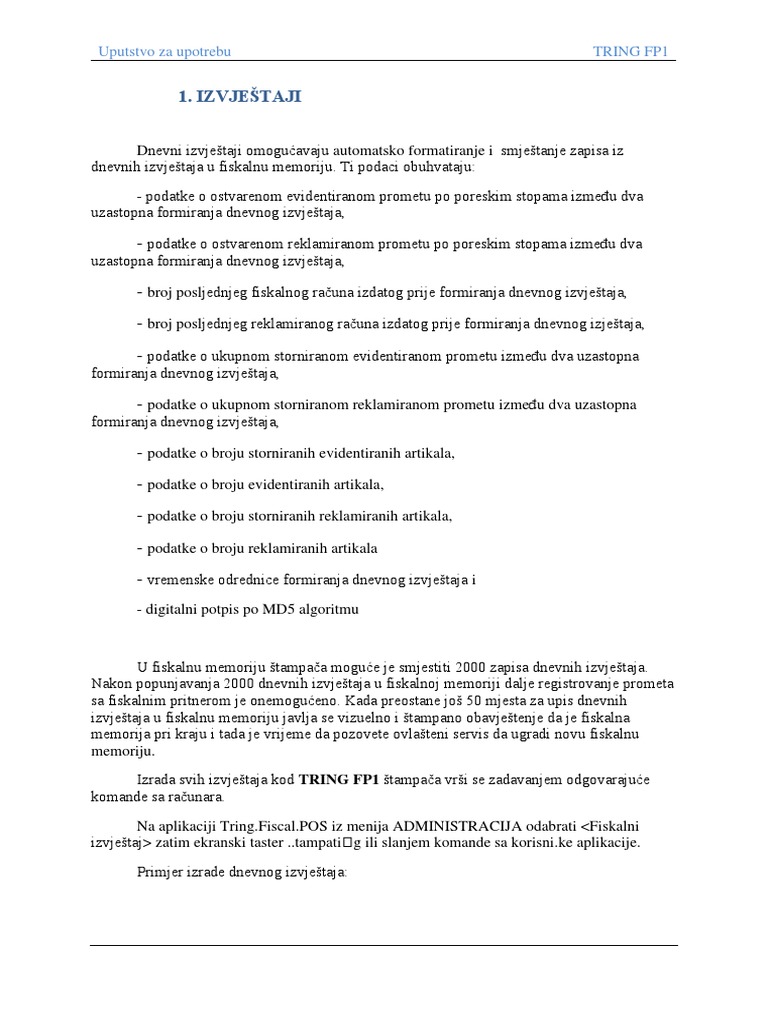Tring FP1 Kratko Korisnicko Uputstvo | PDF