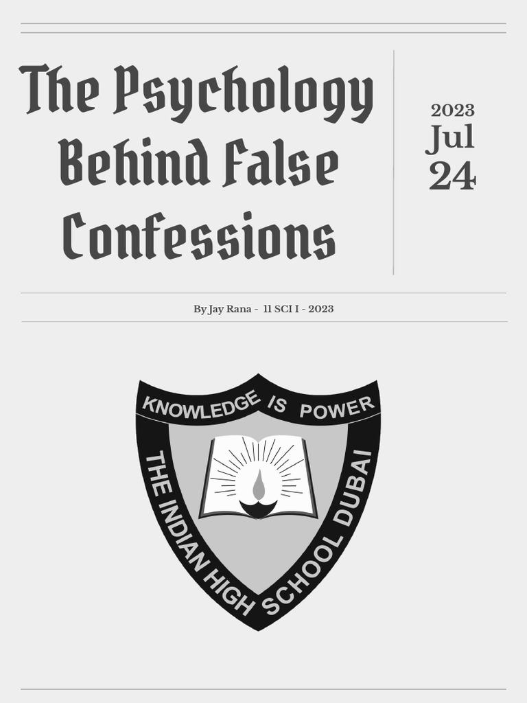 Grade 11 Psychology Project (26 - 8 - 23) | PDF | Confession (Law ...