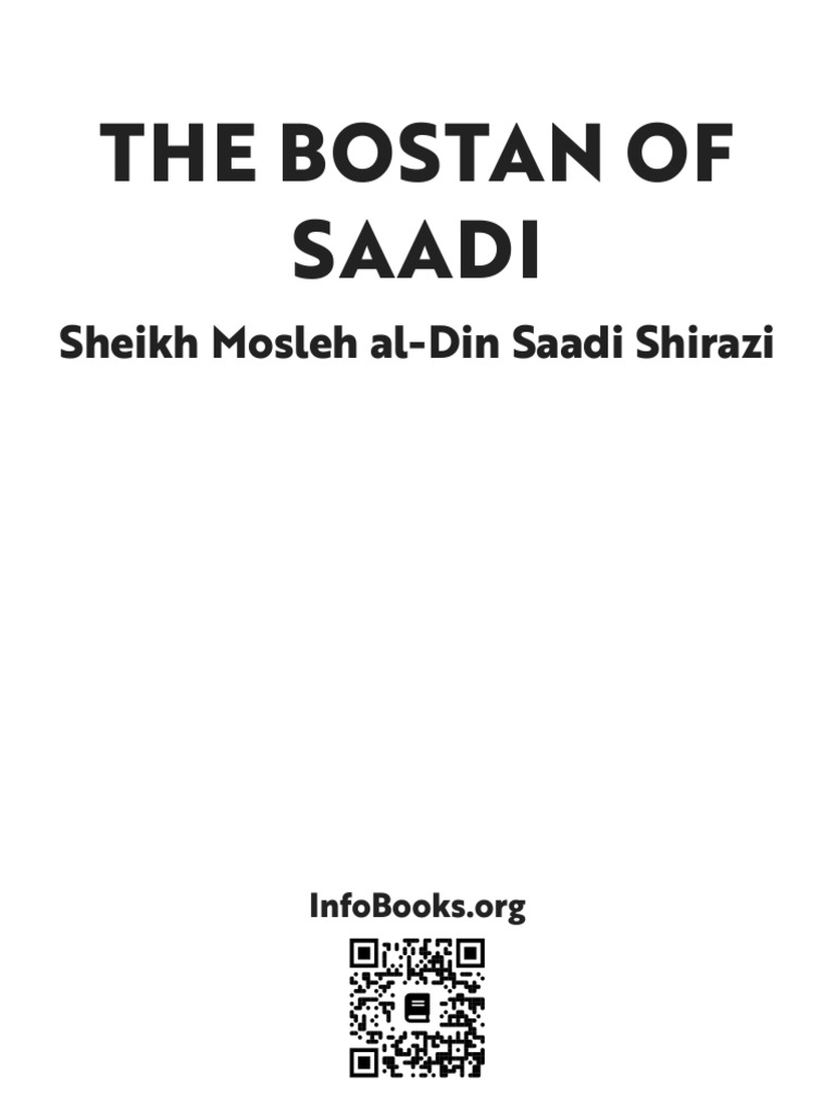 The Bostan of Saadi: A Synopsis | PDF | Humility | Thou